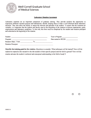 Fillable Online gradschool weill cornell Laboratory Rotation Agreement ...