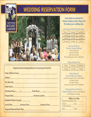 Fillable Online botanic Wedding reservation bformb - Cheyenne Botanic ...