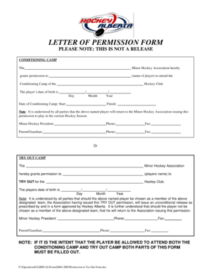 Fillable Online Permission to Try-Out Form.doc Fax Email Print - pdfFiller