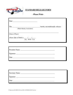 Fillable Online STANDARD RELEASE FORM -Please Print - RAMP Interactive ...