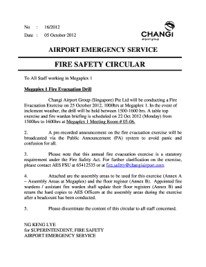 Fillable Online Megaplex 1 Fire Evacuation Drill - Changi Airport Group ...