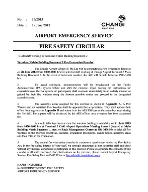 Fillable Online Fire Safety Circular 2013 - 13Terminal 3 Fire ...