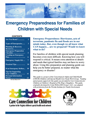 Fillable Online Emergency Preparedness for Families of Fax Email Print ...