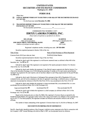 Fillable Online Form 10-K for the year ended December 31, 2006 - IDEXX ...