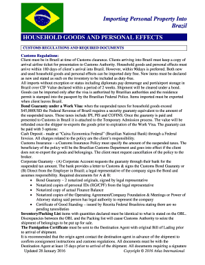 Fillable Online Client must be in Brazil at time of Customs clearance ...