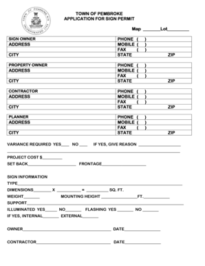 Fillable Online Sign Permit Application - Town of Pembroke Fax Email ...