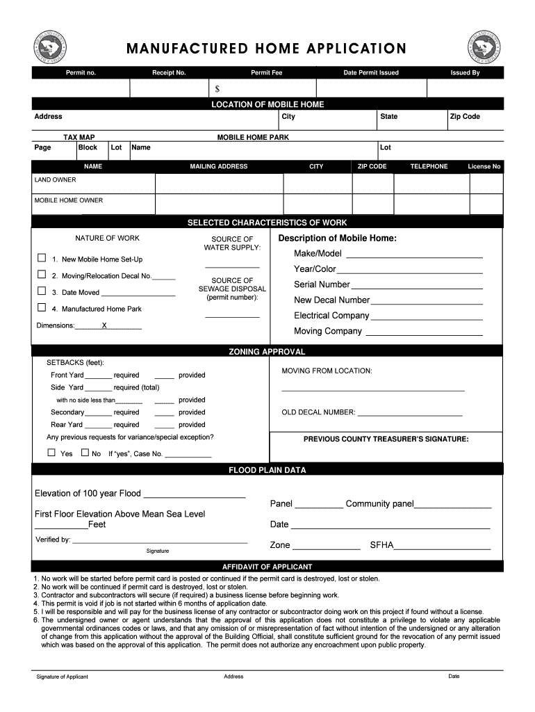 Fillable Online Manufactured home application.pub Fax Email Print - pdfFiller