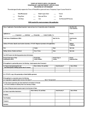 Fillable Online Temporary Liquor Permit Application - Town of ...