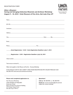 Fillable Online REGISTRATION FORM After a Disaster: Saving and ...