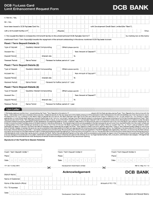 Fillable Online Limit Enhancement Request Form.cdr - DCB Bank Fax Email ...