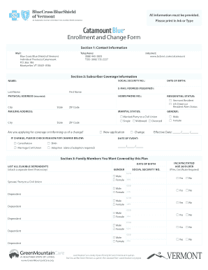 Fillable Online Enrollment Application - Blue Cross Blue Shield Fax ...
