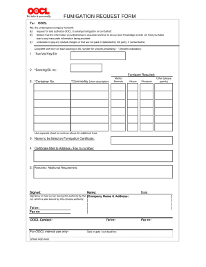 Fillable Online FUMIGATION REQUEST FORM Fax Email Print - pdfFiller