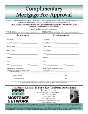 Fillable Online Pre Approval - Complimentary Fax Email Print - pdfFiller