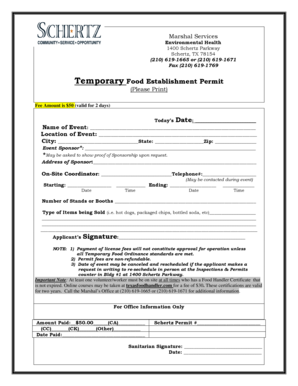 Fillable Online Temporary Food Event bPermitb Application - City of ...