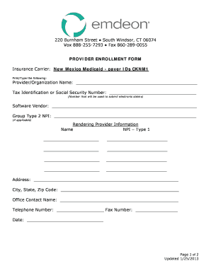 Fillable Online Fax 860-289-0055 NEW MEXICO MEDICAID DENTAL ELECTRONIC ...