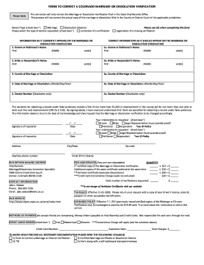 Fillable Online Application For Correction Of Marriage Verification ...