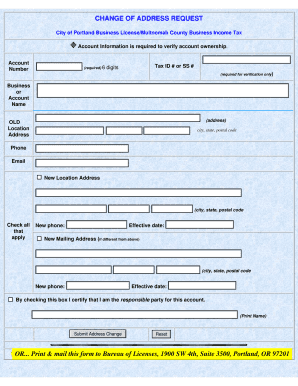 Fillable Online CHANGE OF ADDRESS REQUEST OR... Print & mail this form ...