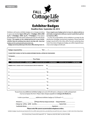 Fillable Online Exhibitor Badges Fax Email Print - pdfFiller