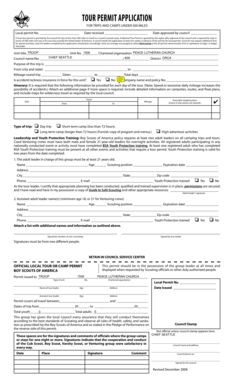 Fillable Online TOUR PERMIT APPLICATION - Webs Fax Email Print - pdfFiller