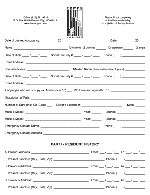 Fillable Online PART I - RESIDENT HISTORY - PRWeb Fax Email Print ...