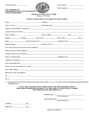 Fillable Online Canvassing & Soliciting license application - City of ...
