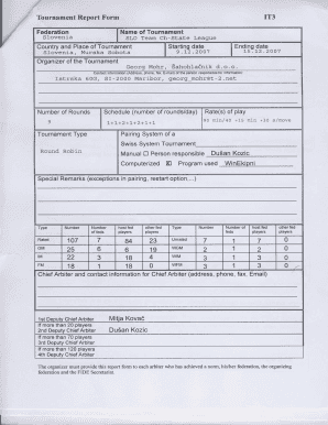 Fillable Online Tournament Report Form IT3 Dusan Kozic 't07 7 23 7 ...