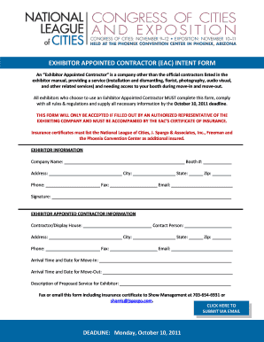 Fillable Online EXHIBITOR APPOINTED CONTRACTOR (EAC) INTENT FORM Fax ...