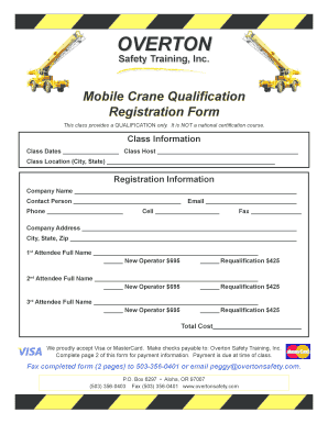 Fillable Online Mobile Crane Qualification Registration Form This class ...