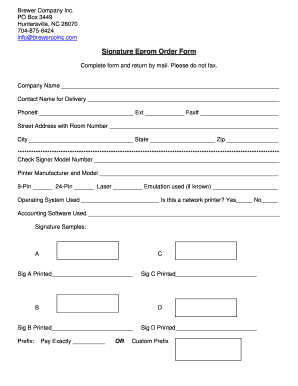 Fillable Online Certex Signature Order Form - Brewer Company Inc. Fax ...