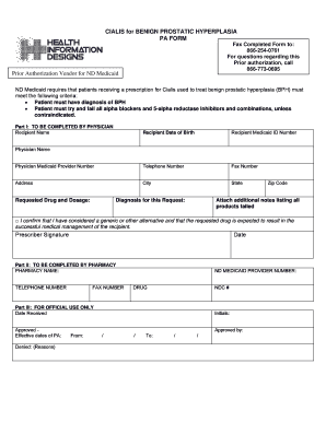 Fillable Online Cialis for BPH PA Form Fax Email Print - pdfFiller