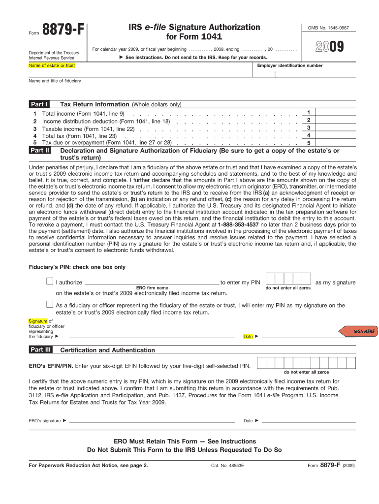 Fillable Online IRS e-file Signature Authorization for Form 1041 Fax ...