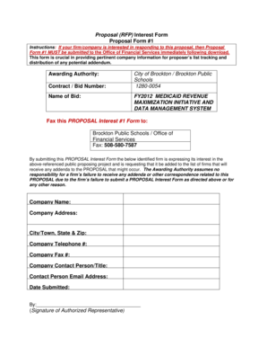 Fillable Online Proposal (RFP) Interest Form Proposal Form #1 Awarding ...