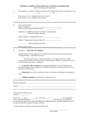 Fillable Online Worker's Compensation Insurance Coverage Form ...