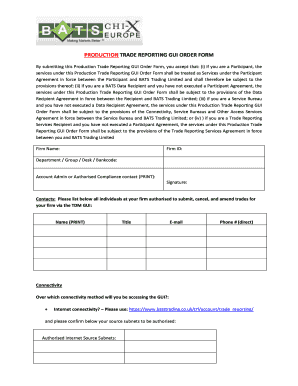 Fillable Online PRODUCTION TRADE REPORTING GUI ORDER FORM Fax Email ...