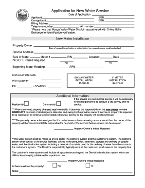 Fillable Online Application for New Water Service Fax Email Print ...