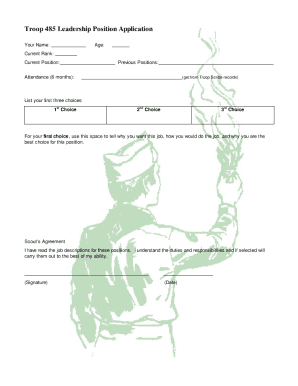 Fillable Online Troop 485 Junior Leader Form.PDF Fax Email Print - pdfFiller
