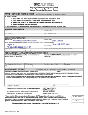 Fillable Online Employer-at-Injury Program Wage Subsidy Request Form ...