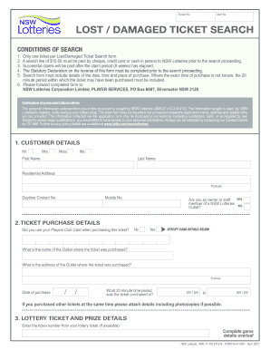 Fillable Online NSWL lost damaged lottery ticket search-04-41-0001 ...
