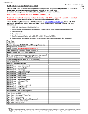 Fillable Online LDL LED Manufacturers Checklist - Lighting Design Lab ...