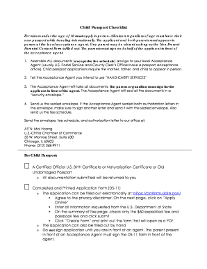 Fillable Online Child Passport Checklist Fax Email Print - pdfFiller