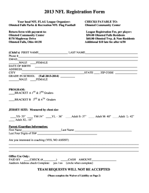 Fillable Online 2007 NFL Registration Form Fax Email Print - pdfFiller