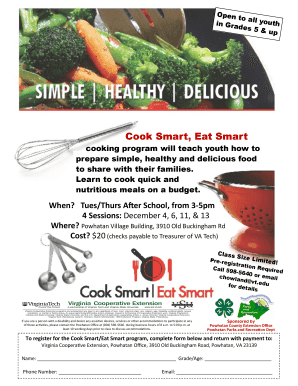 Fillable Online Cook Smart Eat Smart - Powhatanparksandrecreationcom ...