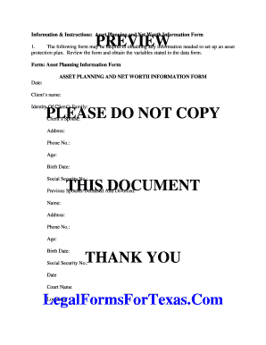 Fillable Online Form: Asset Planning Information Form Fax Email Print - pdfFiller
