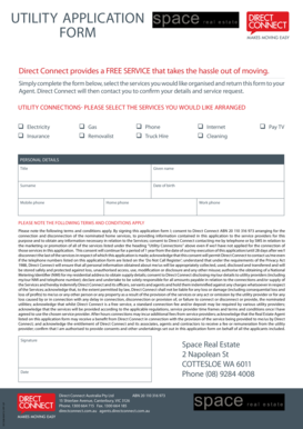 Fillable Online UtIlIty ApplICAtIon FoRm - Aussiehome Fax Email Print ...