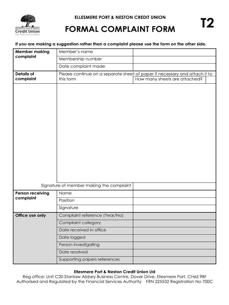 Fillable Online FORMAL COMPLAINT FORM Fax Email Print - pdfFiller