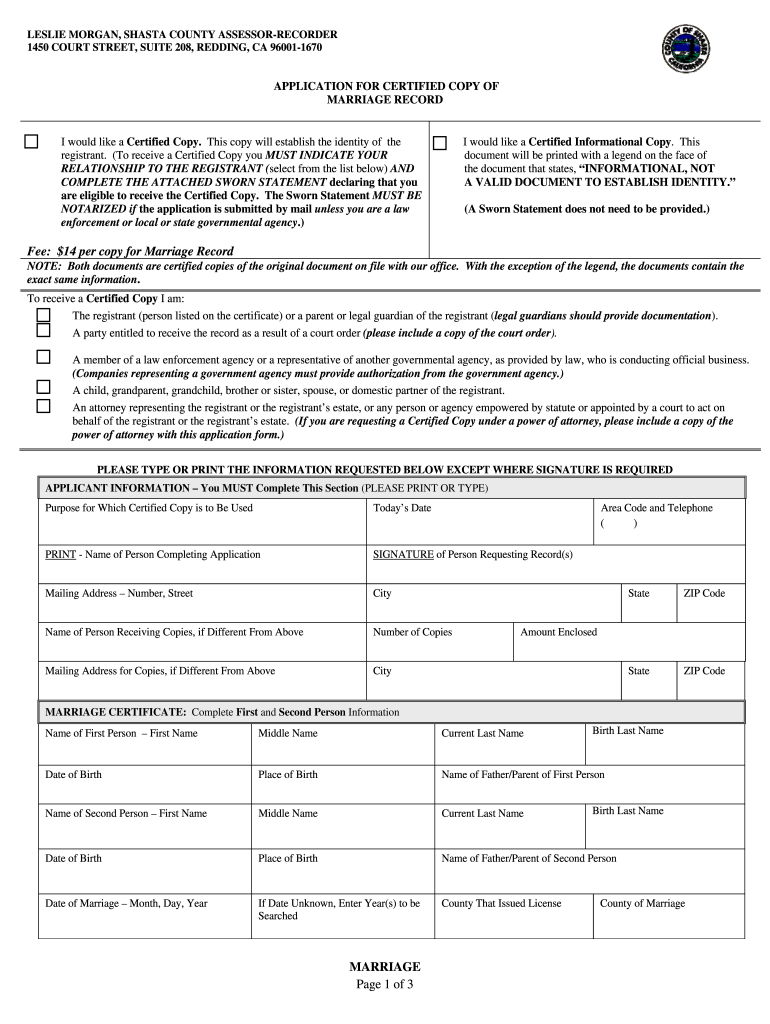 Blank California Marriage Certificate Fill Online Printable 