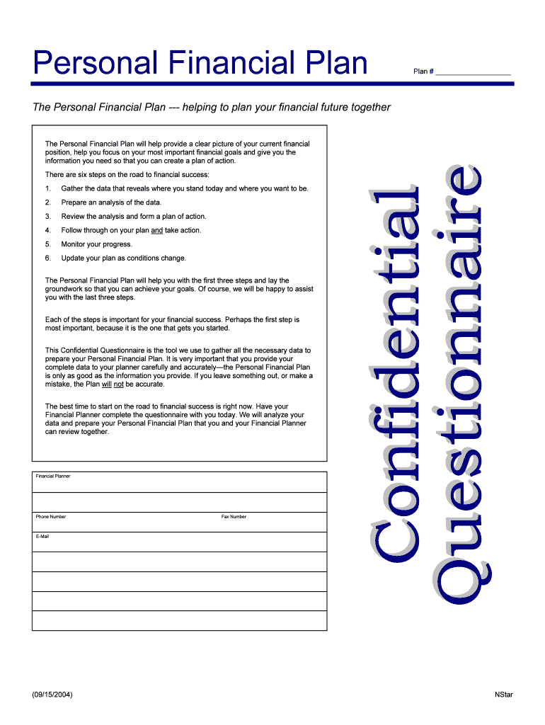 Fillable Online Personal Financial Plan Fax Email Print - pdfFiller