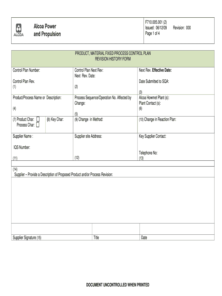 Fillable Online Control Plan Revision Request Fax Email Print - pdfFiller
