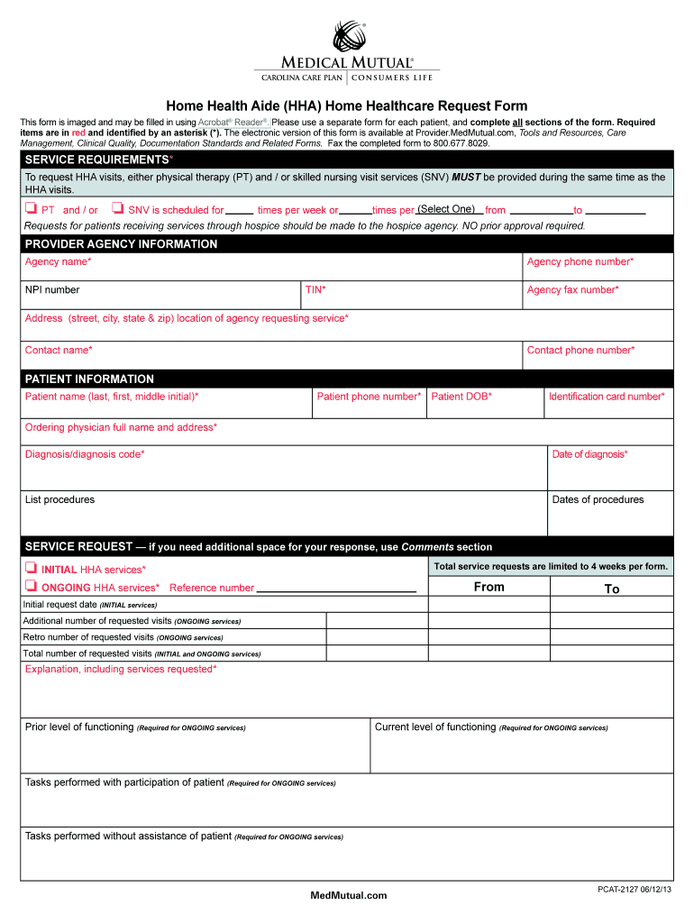 Fillable Online Home Health Aide (HHA) Request Form Fax Email Print ...