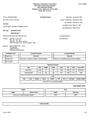 oklahoma well completion report form a Fill Online, Printable, Fillable ...